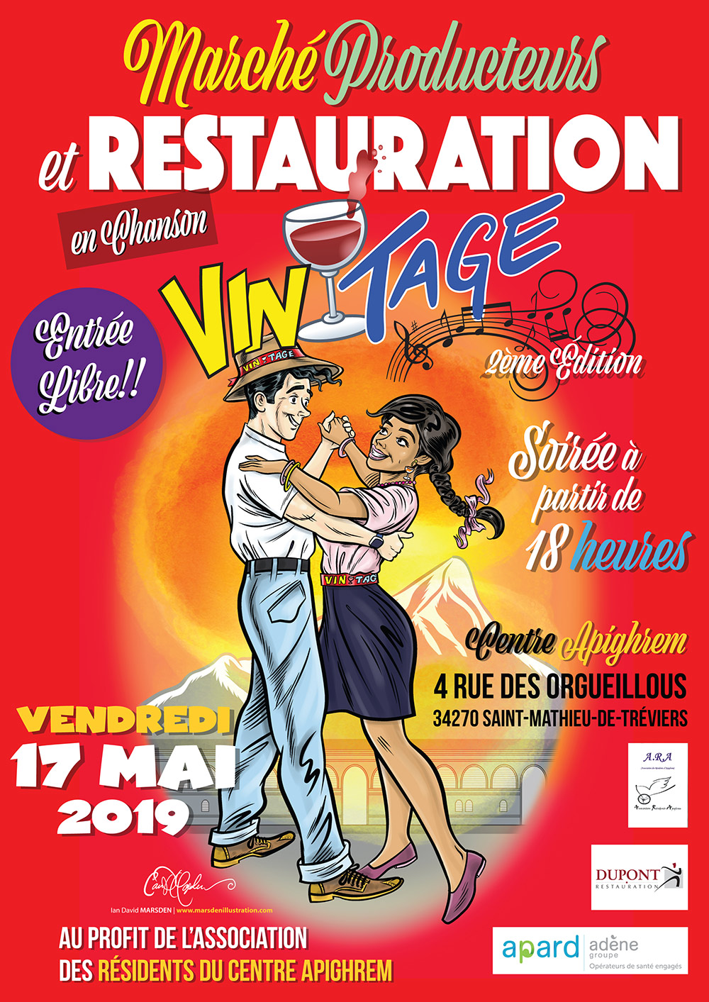 Vin-Tage – affiche rétro Centre Apighrem Saint-Mathieu-de-Tréviers