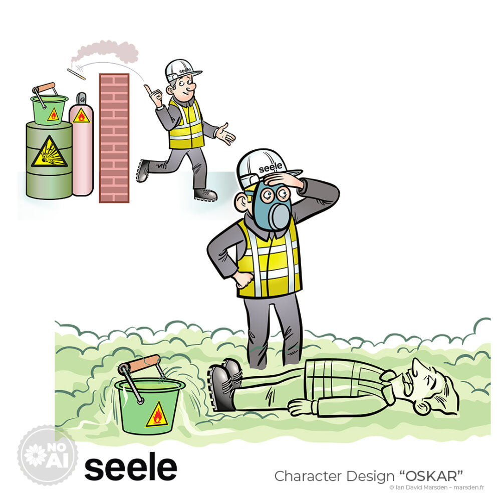 Visual Safety Mascot for Seele GmbH – OSKAR by MarsdenMarsden Illustration